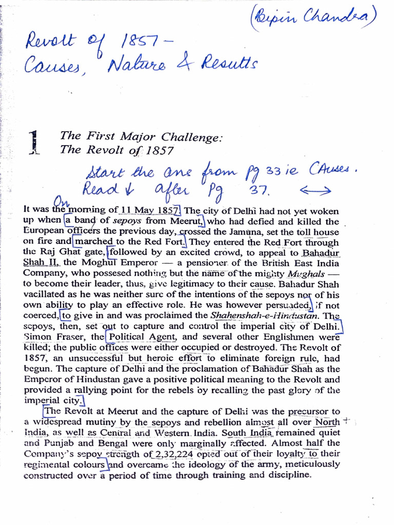 Revolt of 1857 - Bipin Chandra | PDF