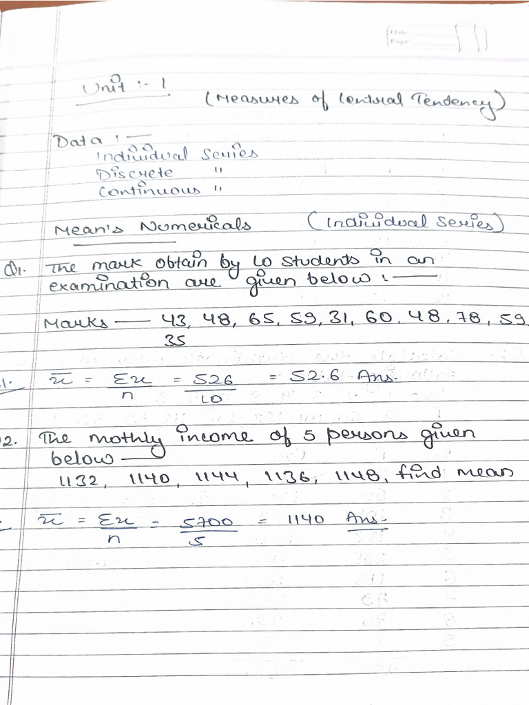 Statistics Notes Mba | PDF