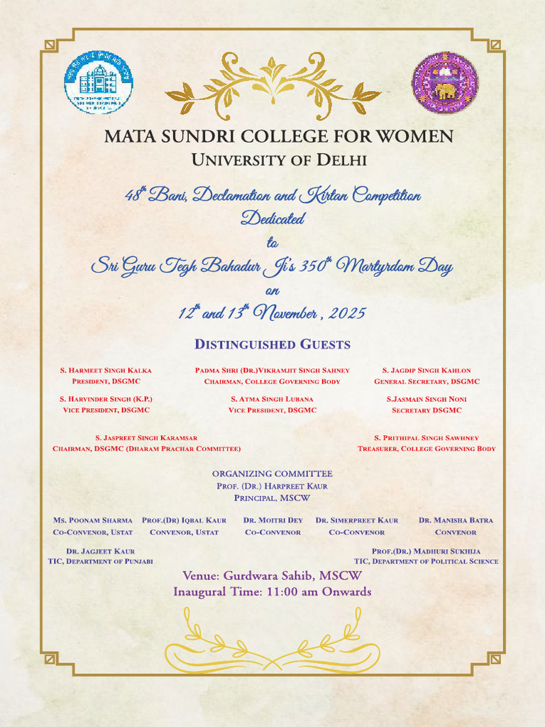 Mata Sundri College For Women (Naac A Grade) University of Delhi | PDF