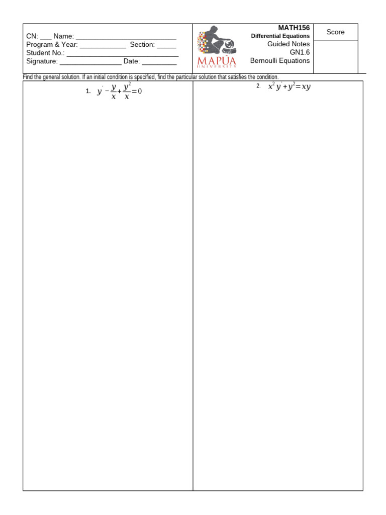 M1GN6 Bernoulli Equation | PDF