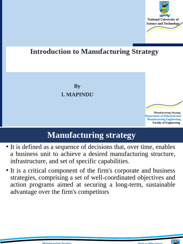 Manufacturing Strategy Lecture 1 | PDF