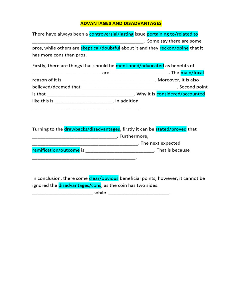 Advantages and Disadvantages Template | PDF | Psychology | Behavioural ...