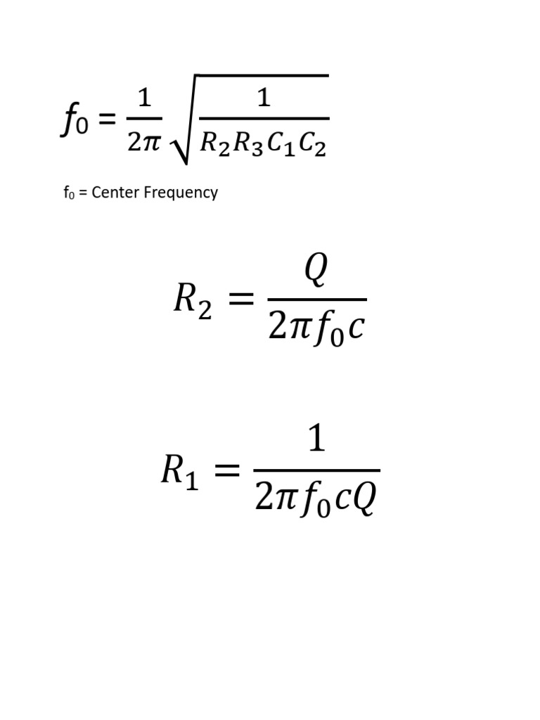 Center Frequency and Q Factor Formulas | PDF