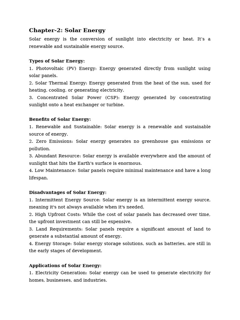 Renewable Energy Note-4 | PDF | Solar Power | Solar Energy