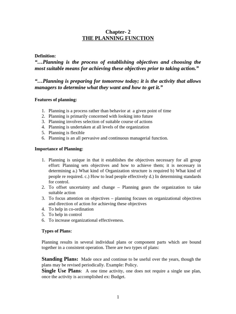 Understanding the Planning Function | PDF | Goal | Policy
