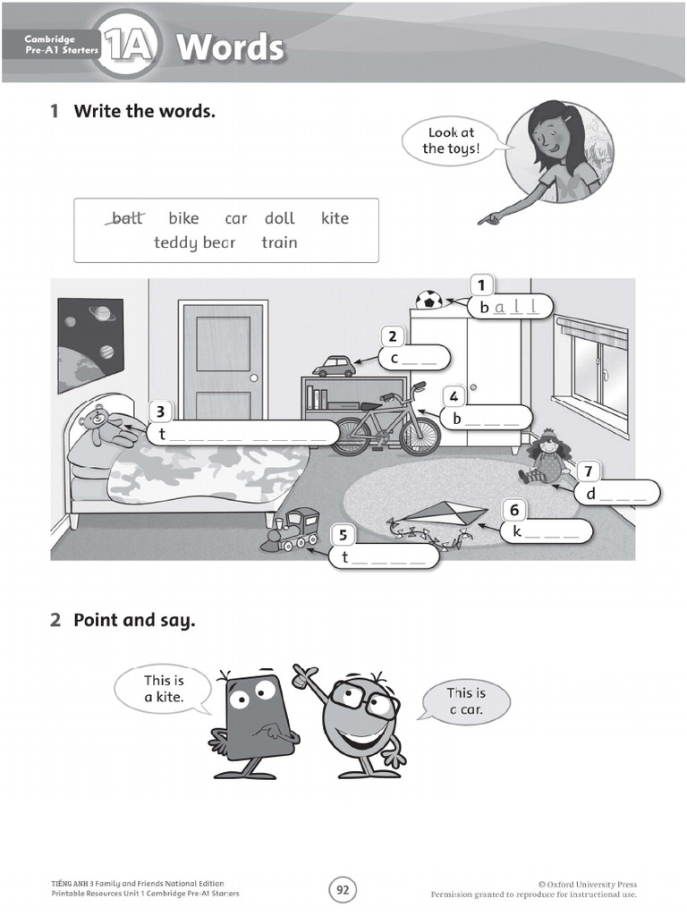 Cambridge Pre-A1 Starters | PDF
