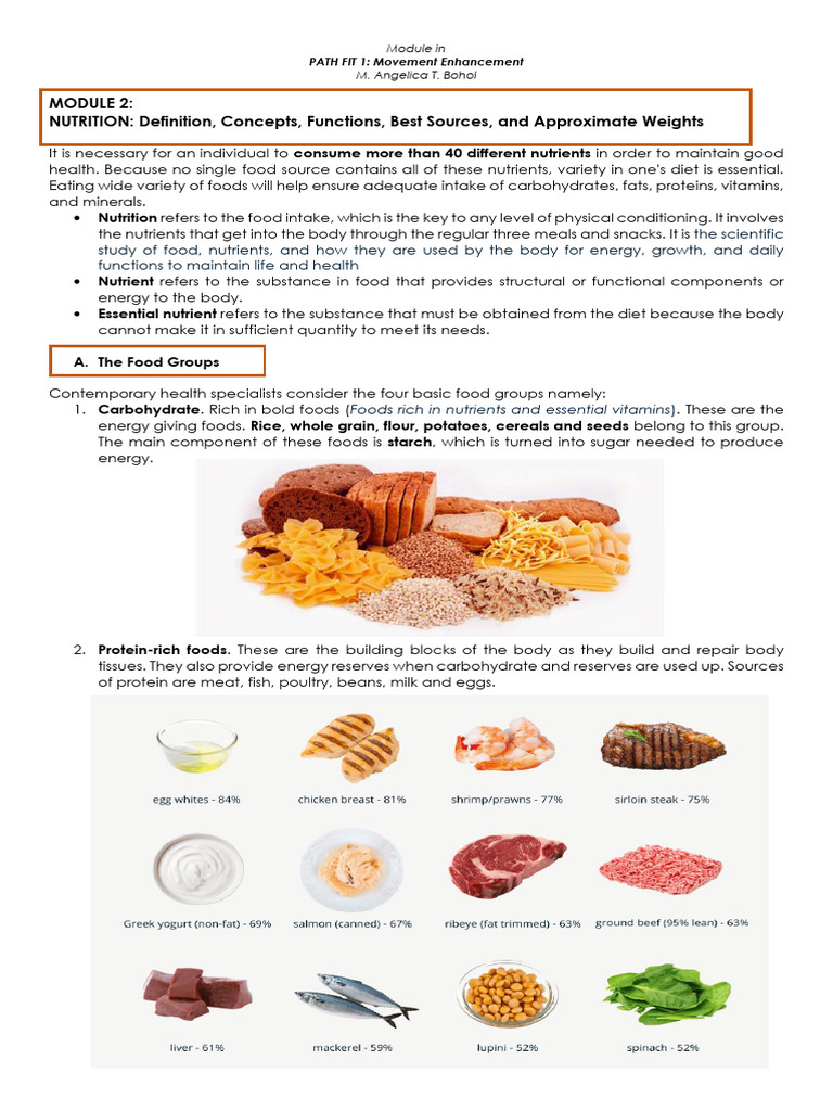 PATH-FIT-1-MODULE-2 | PDF | Foods | Nutrients