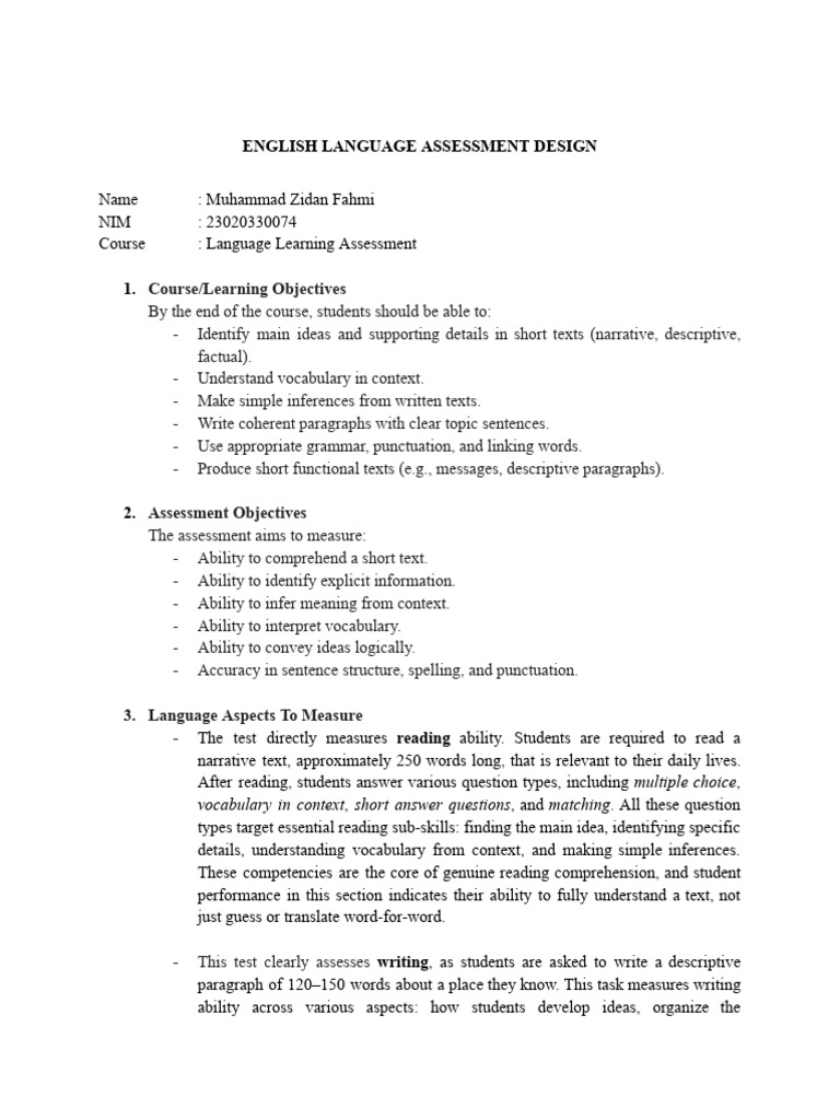 English Language Assessment Design Guide | PDF | Cognitive Science ...