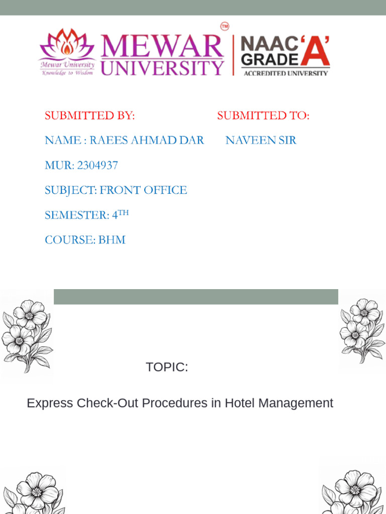Express Check-Out Procedures for Hotels | PDF