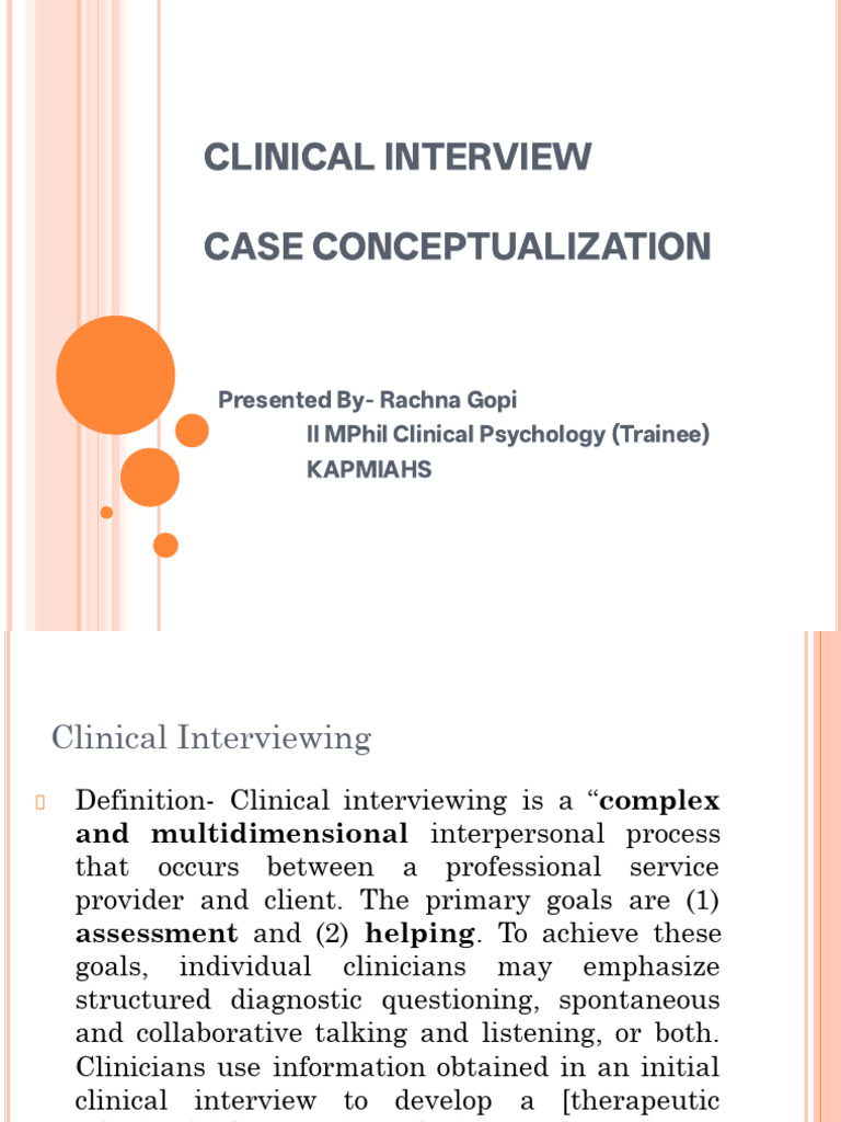 Clinical Interviewing and Case Conceptualization | PDF | Clinical ...