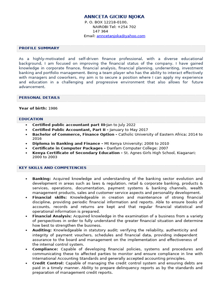 CV Anceta Updated | PDF | Loans | Audit