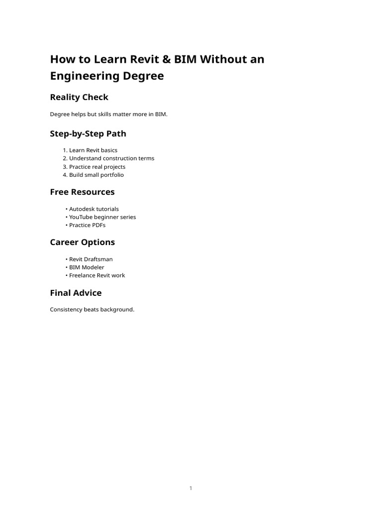 How To Learn Revit & Bim Without An Engineering Degree | PDF