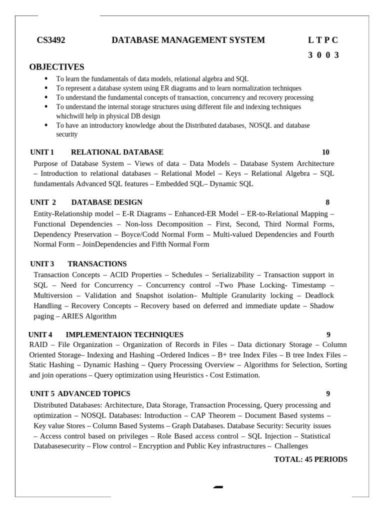 CS3492-Database Management Systems QB | PDF | Databases | Relational ...