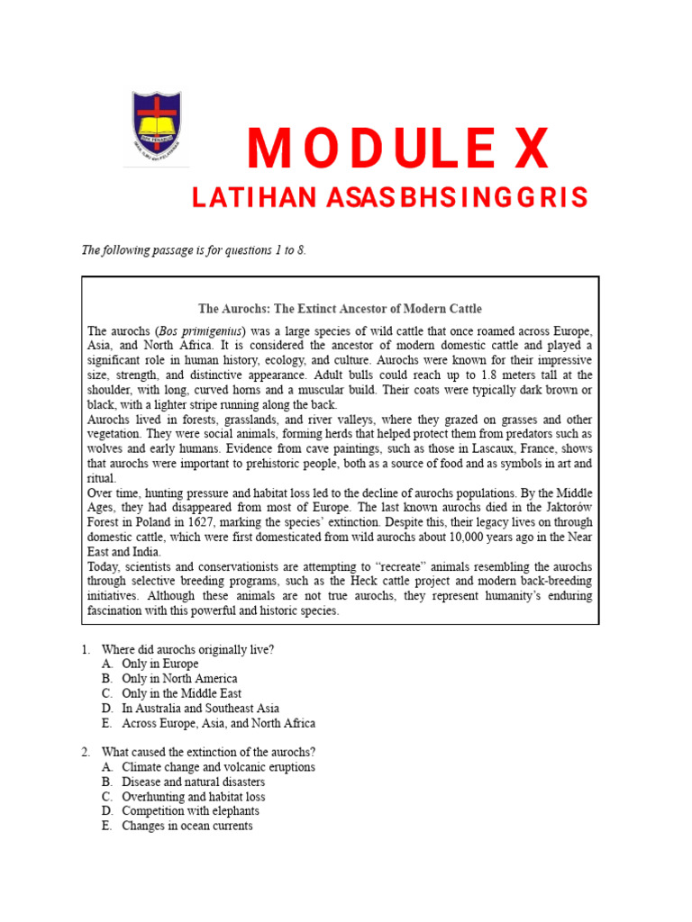 Module Latihan - ASAS X For Students | PDF | Cattle