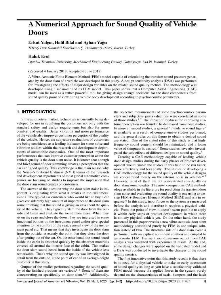 Optimizing Vehicle Door Sound Quality | PDF | Sound | Finite Element Method