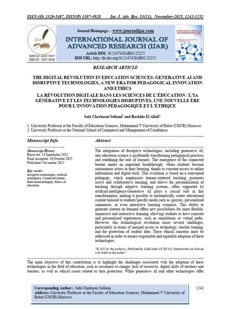 The Digital Revolution in Education Sciences: Generative Ai and ...