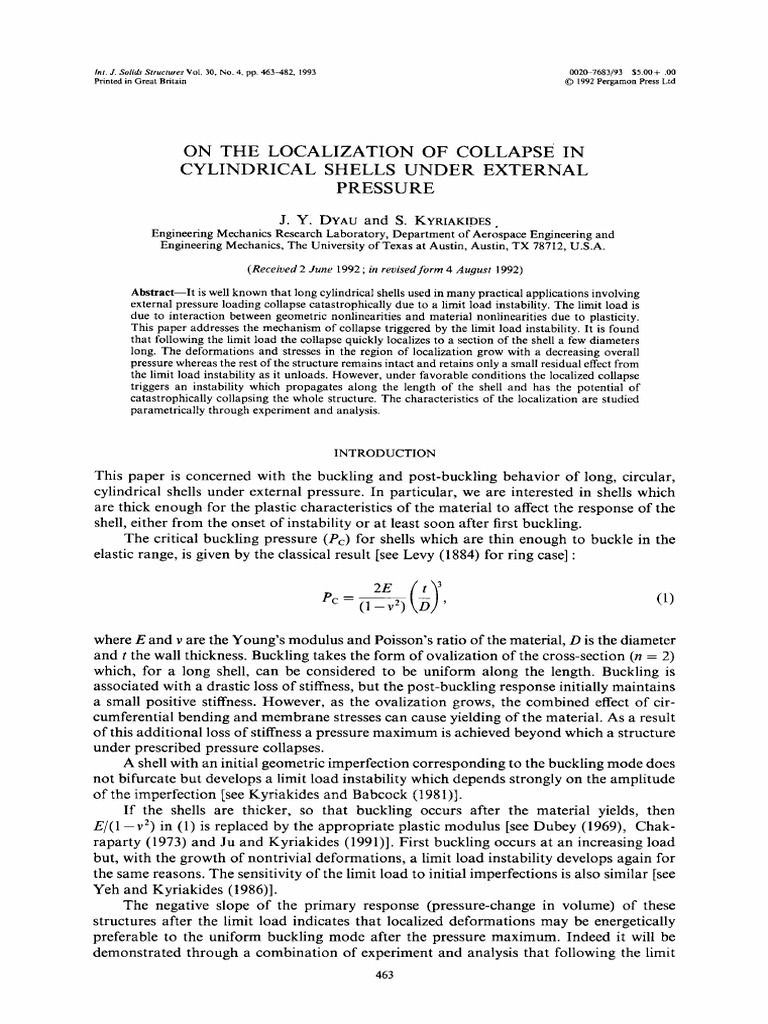 On The Localization of Collapse in Cylinder - DYAU | PDF | Buckling ...