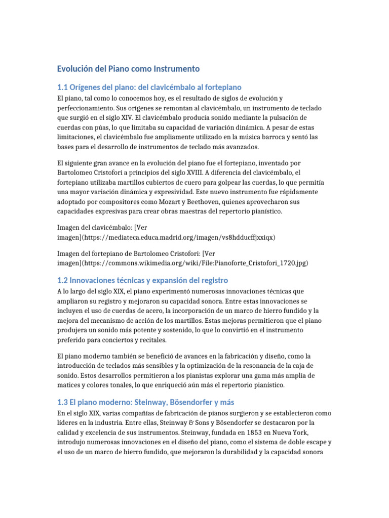 Evoluci%C3%B3n Del Piano | PDF | Piano | Clave