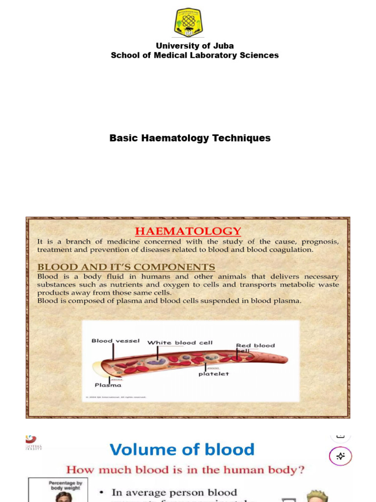 6.basic Haematology Technique | PDF | Blood Cell | Hemoglobin