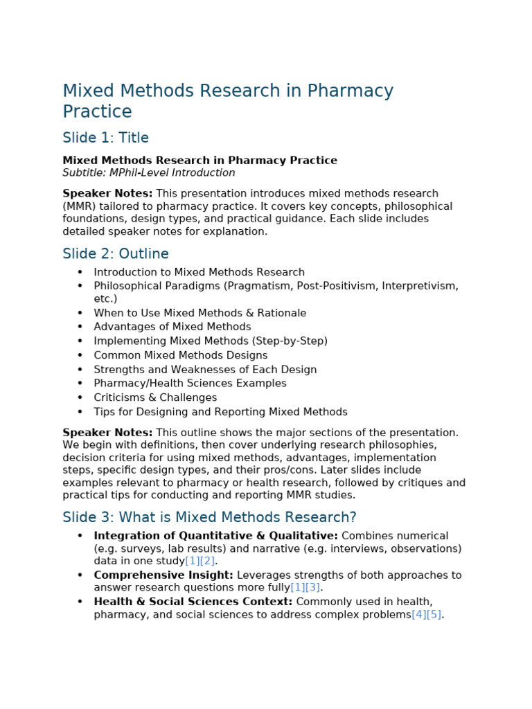 Mixed Methods in Pharmacy Research | PDF | Qualitative Research ...