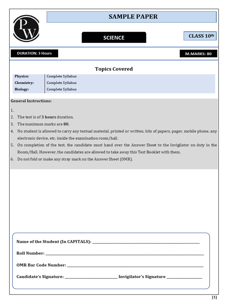10th-Science_Mock Test-06_(CST-02)_10th_NSAT_Question Paper (1) | PDF ...