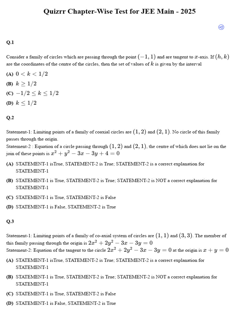 Circle - Test 4 | PDF | Circle | Triangle