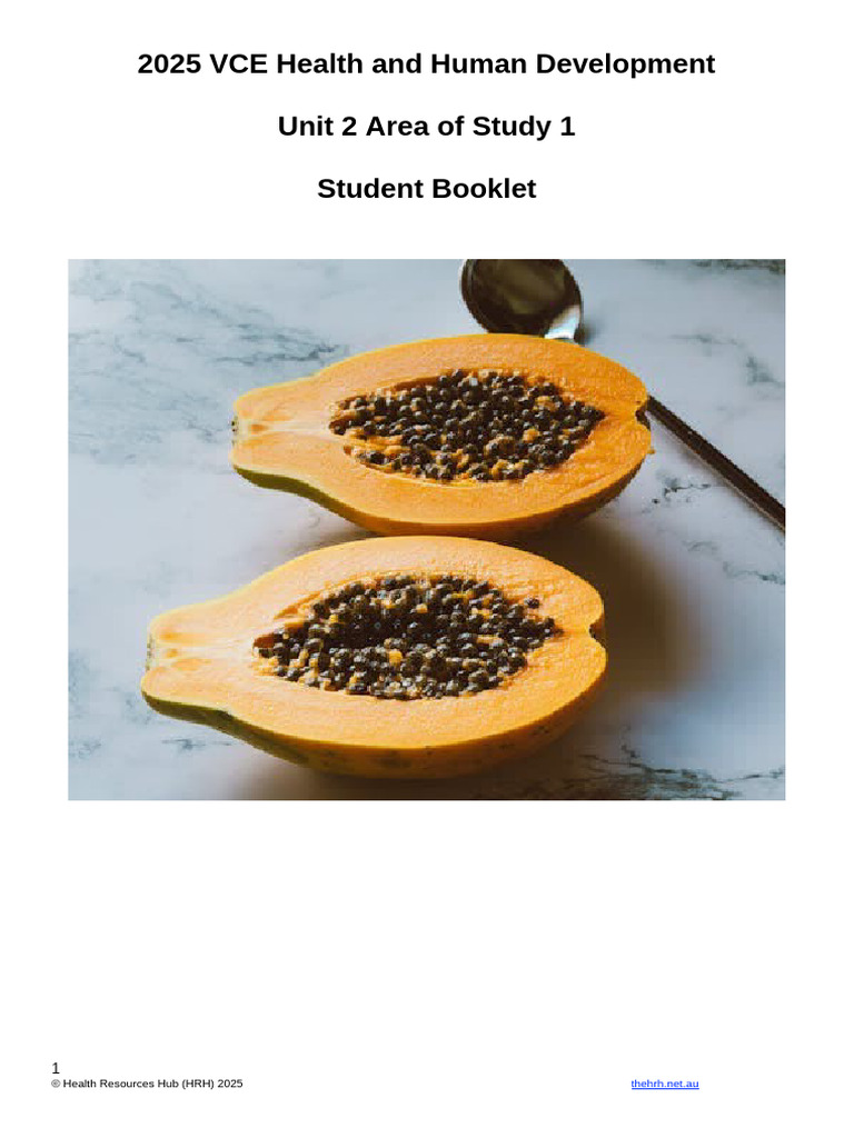 HRH 2025 VCE HHD Unit 2 AoS 1 Student Booklet | PDF | Cognitive ...