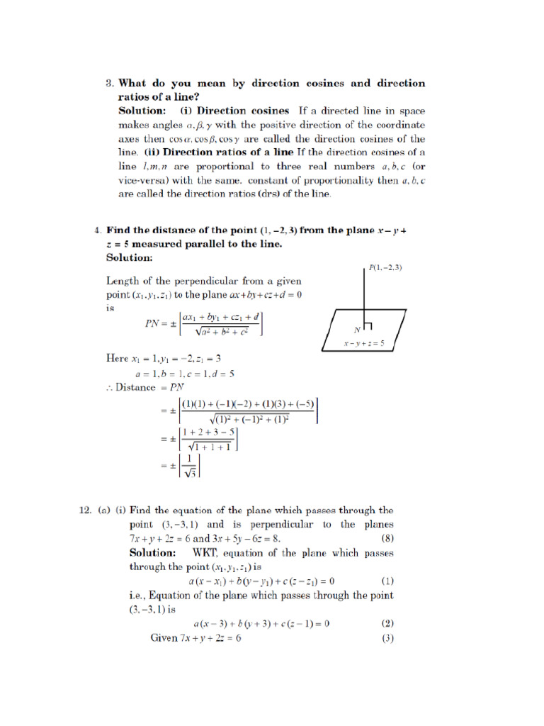Unit 2 - Three Dimensional Analytical Geometry | PDF