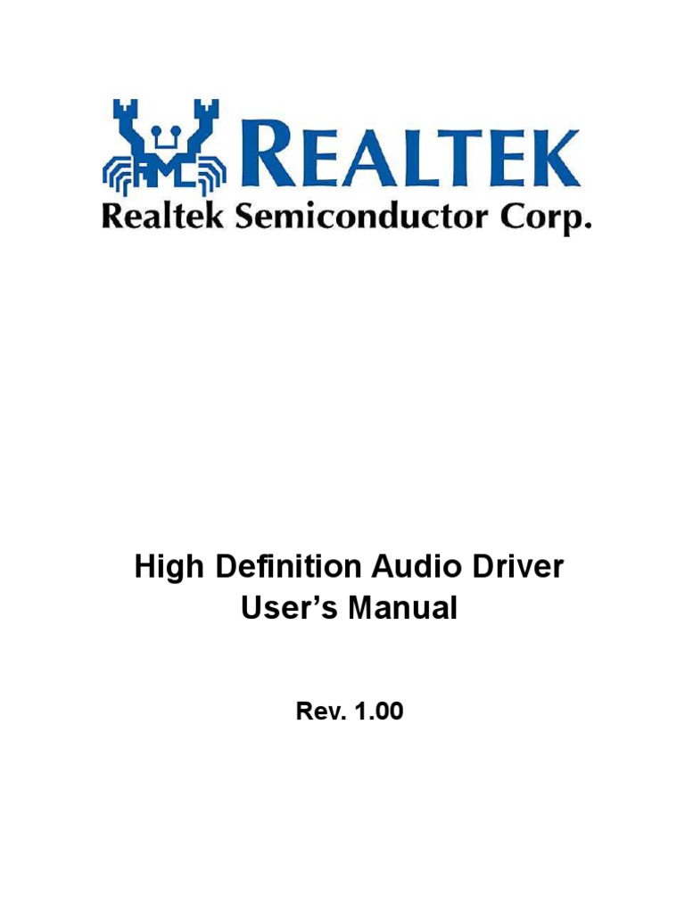 Realtek HDA Audio User Manual Ver1.0 | PDF | Sound Recording And ...