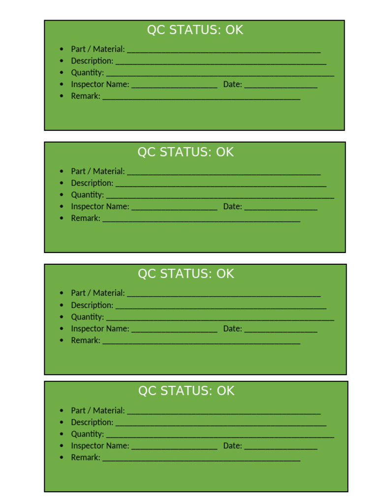 QC OK TAG | PDF