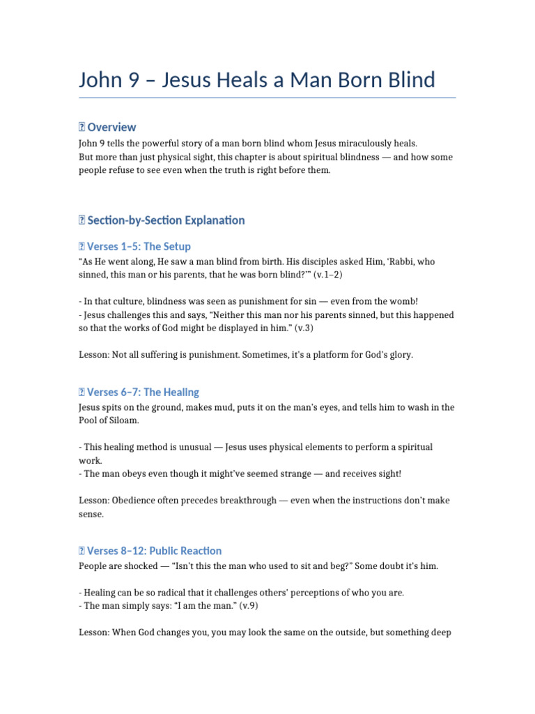 Jesus Heals Blind Man in John 9 | PDF | Jesus | Pharisees