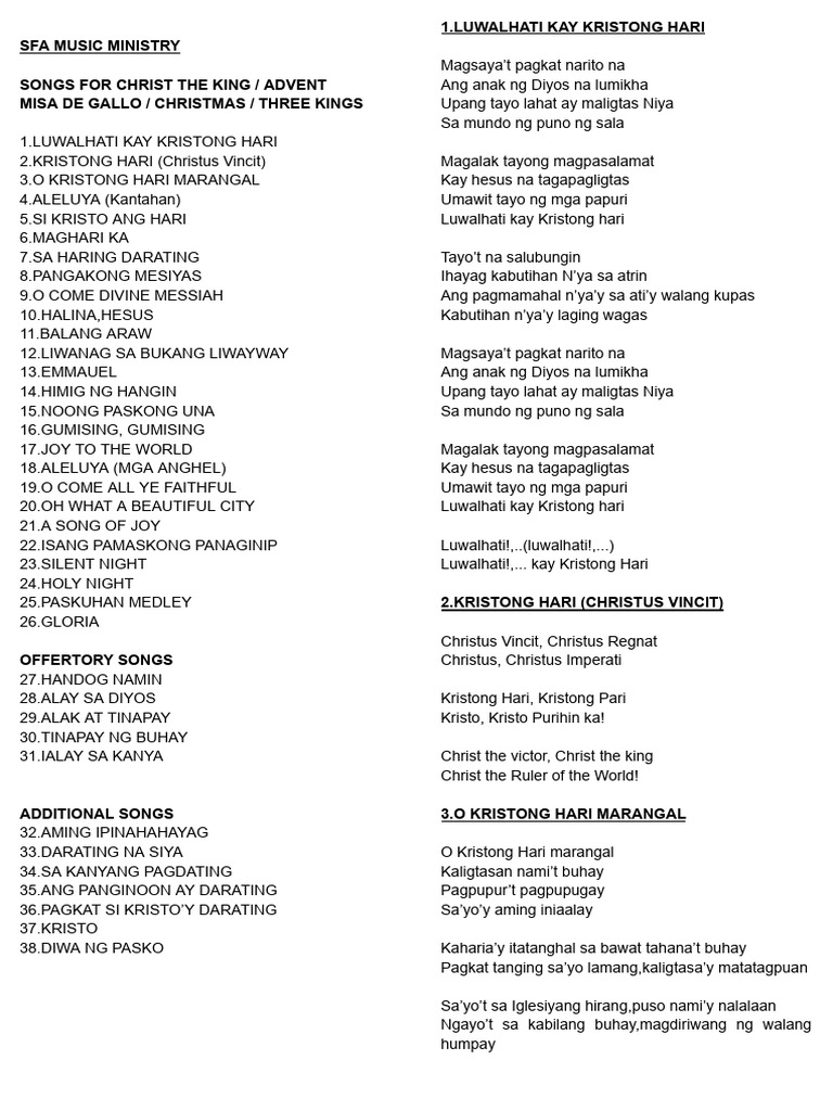 Sfa Line Up Songs | PDF