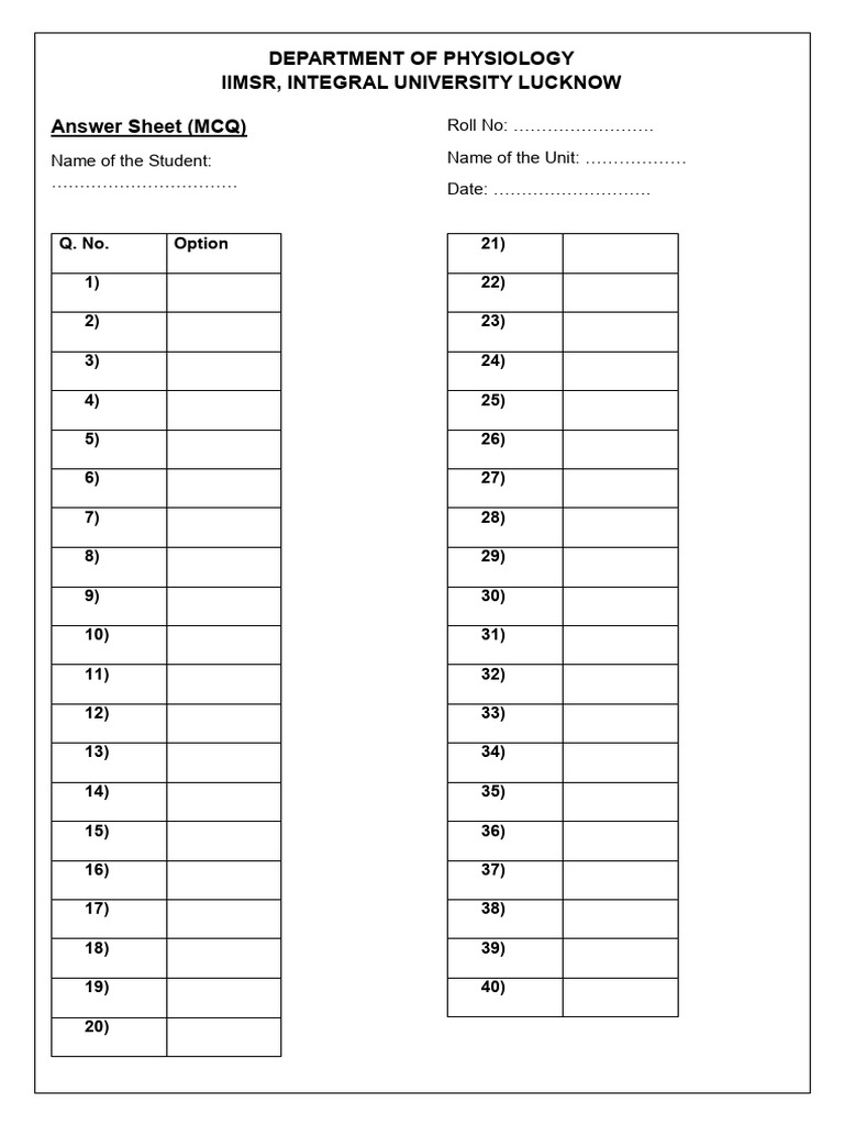 Answer Sheet MCQ | PDF