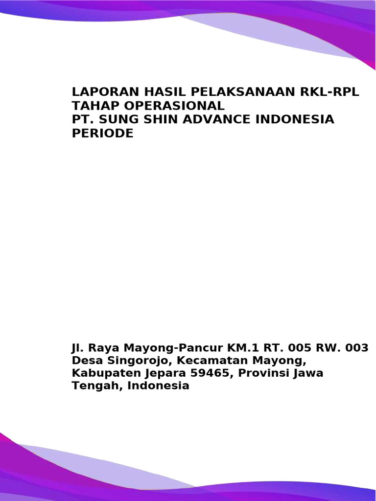 Laporan RKL-RPL PT Sung Shin Jepara | PDF