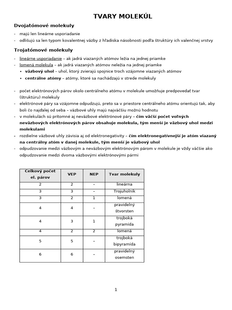13 - Tvary Molekúl, Hybridizácia | PDF