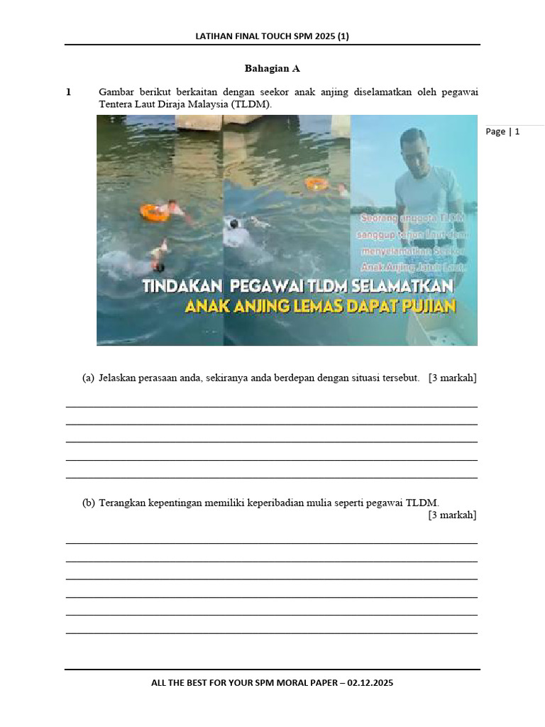 Latihan Final Touch SPM 2025 (1) Bahagian A | PDF