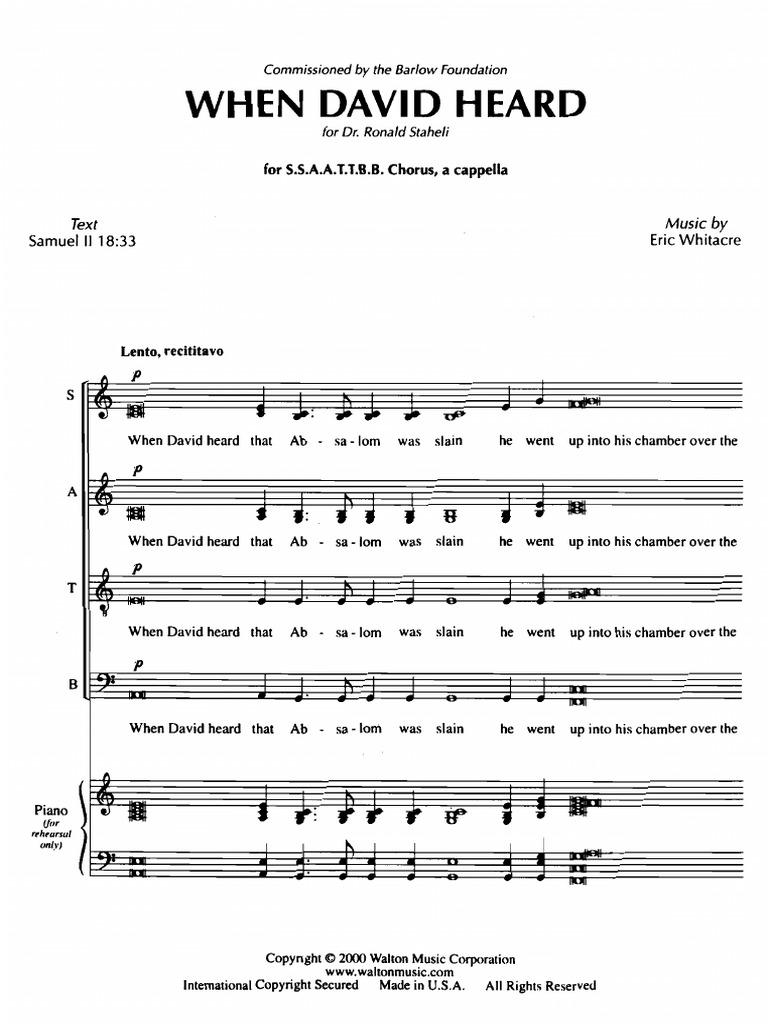 Eric Whitacre - When David Heard | PDF