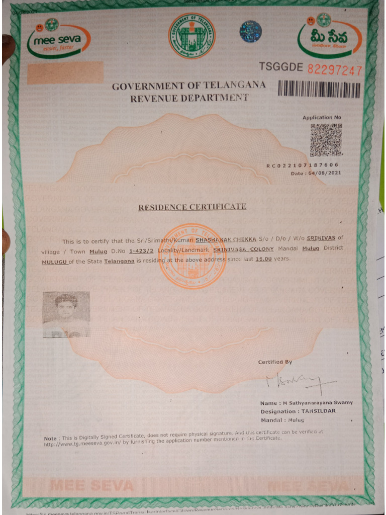 Residence Certificate | PDF