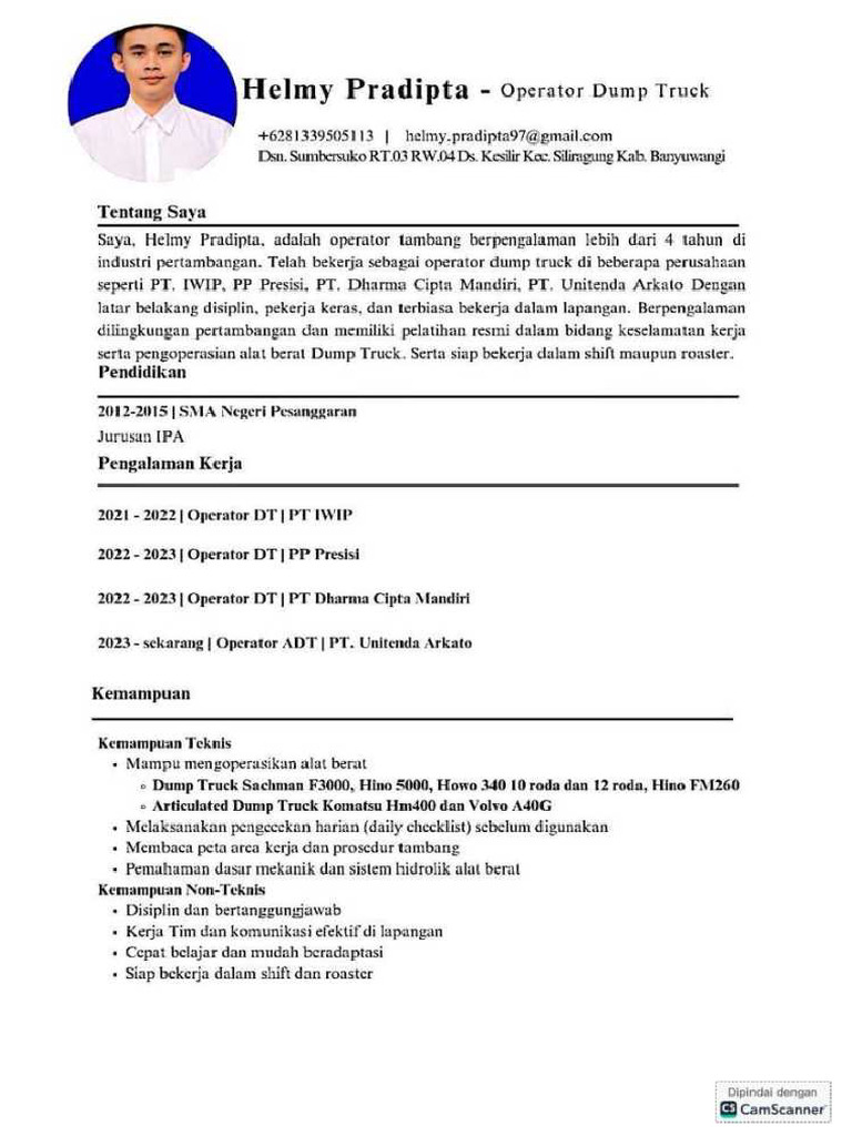 CV Helmy Pradipta | PDF