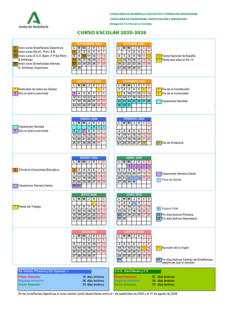 Calendario escolar 25-26 | PDF