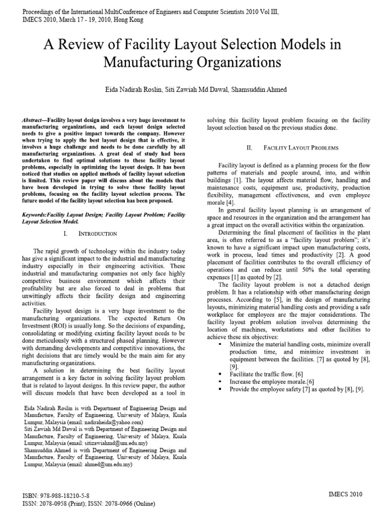 Facility Layout Optimization Models | PDF | Mathematical Optimization ...