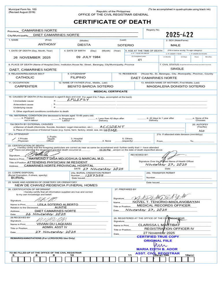 Death Certificate Form Instructions | PDF