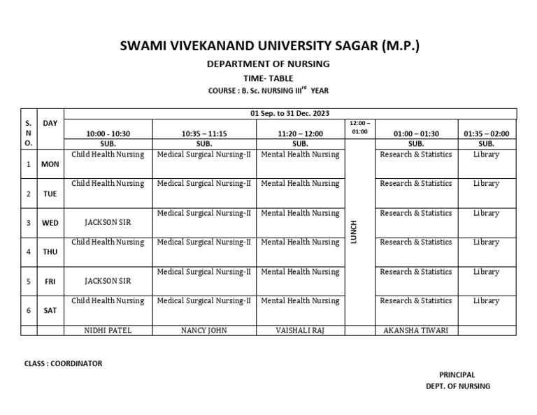 time table 2021-22 (01.09.2023) III | PDF