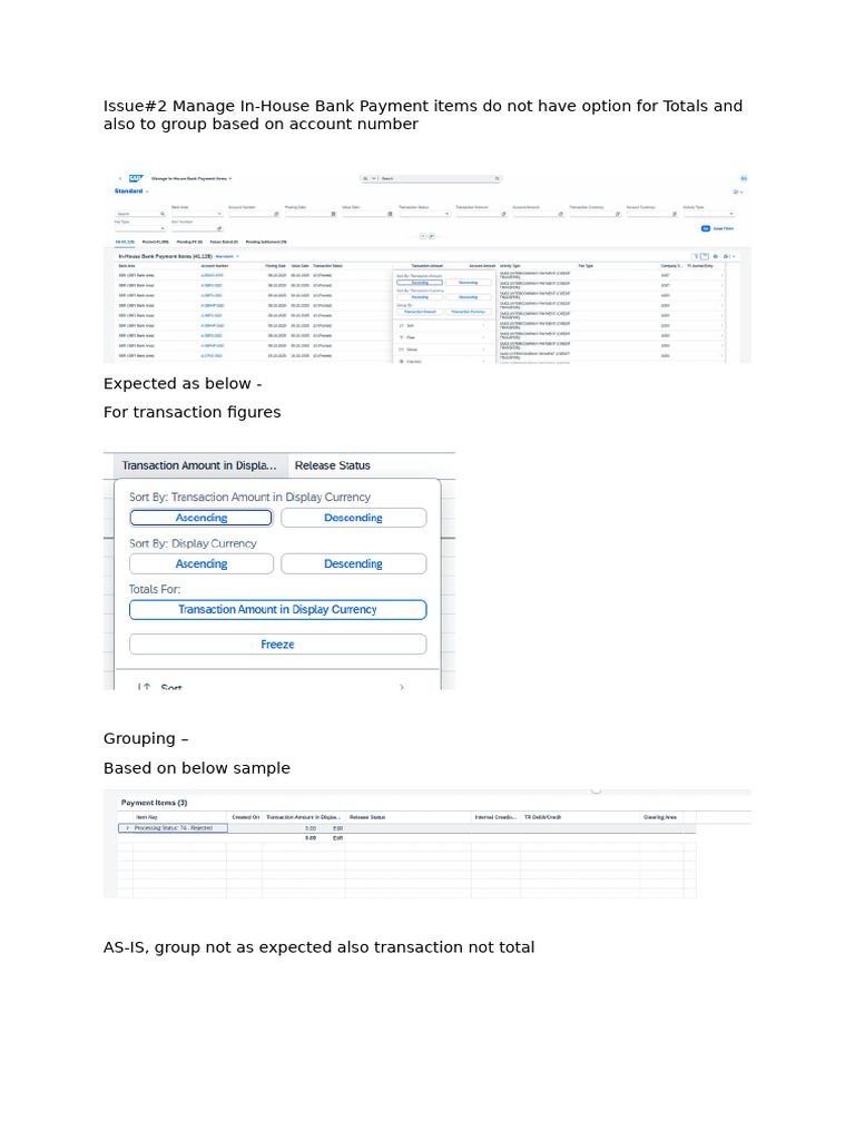 In-House Bank Payment Grouping Issues | PDF