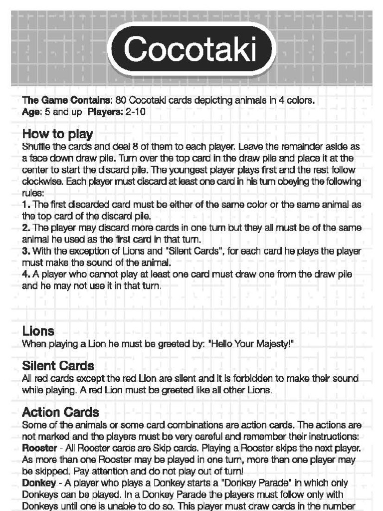 Coctaki - English Instructions | PDF | Consumer Goods | Gaming Devices