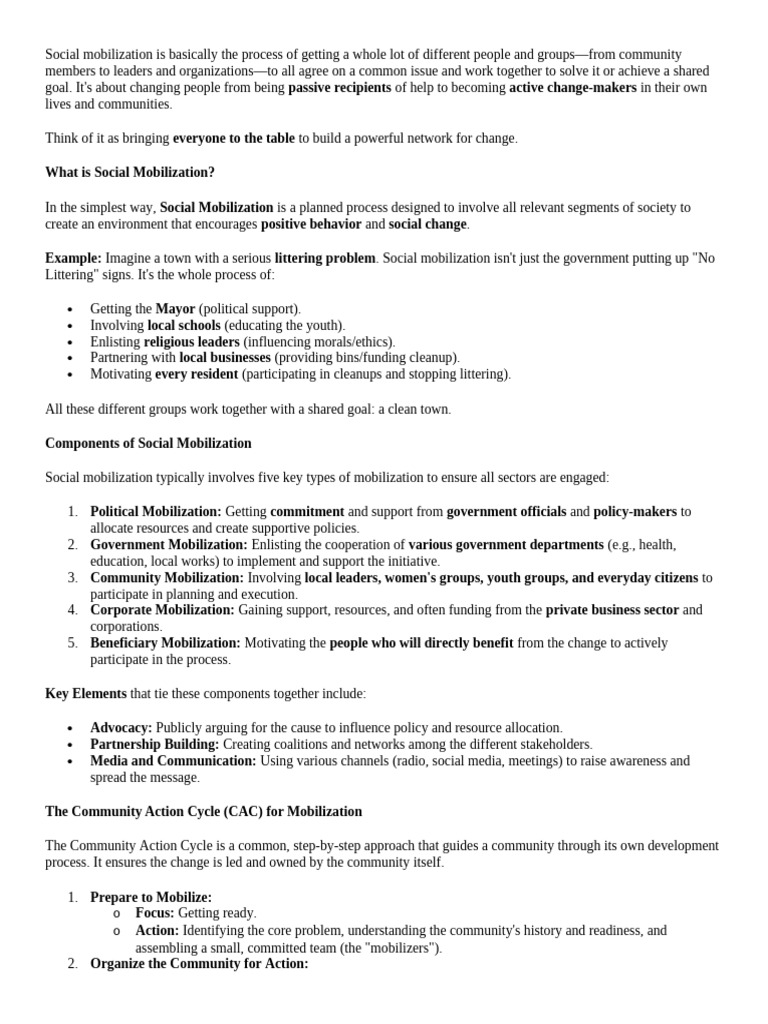 Understanding Social Mobilization Process | PDF | Community | Policy