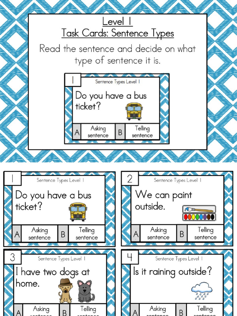 Sentence Type Task Cards | PDF