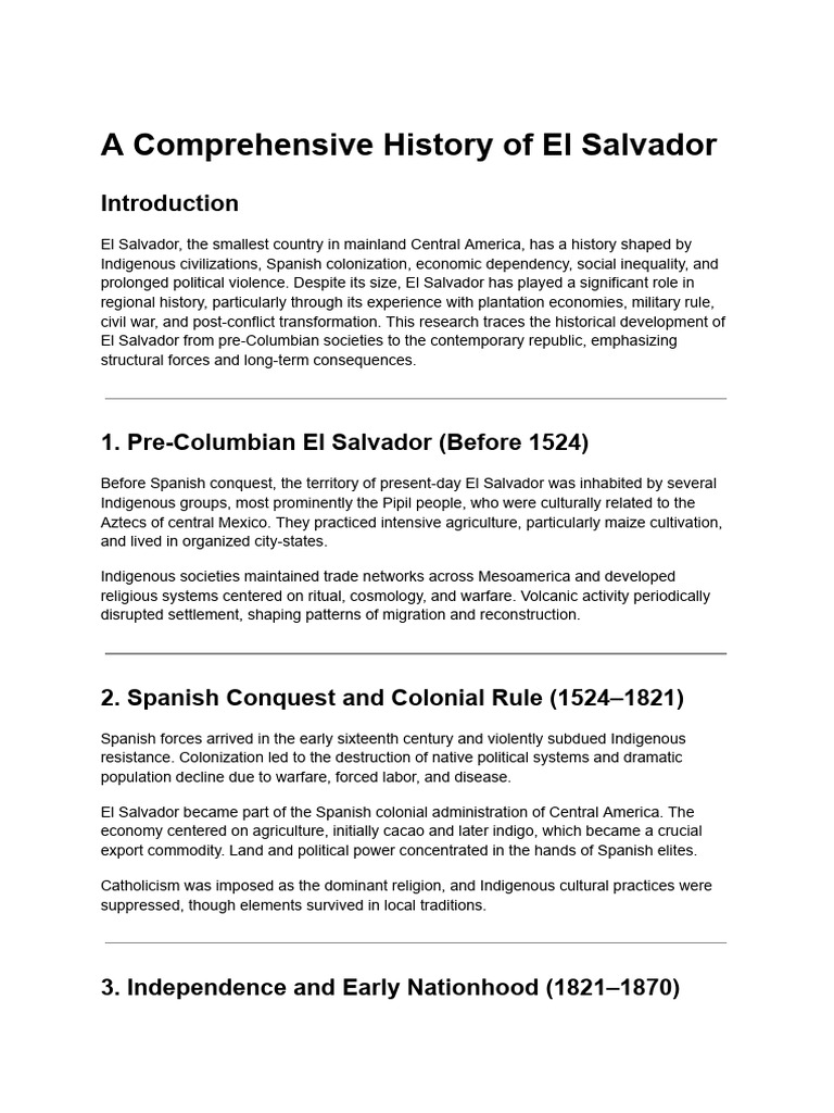 History of El Salvador: From Conquest to Today | PDF | El Salvador ...