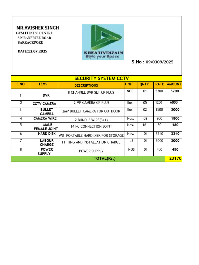CCTV Security System Quotation | PDF