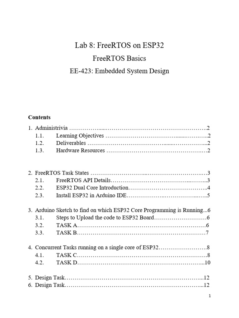 FreeRTOS on ESP32: Lab 8 Guide | PDF | Arduino | Parameter (Computer ...